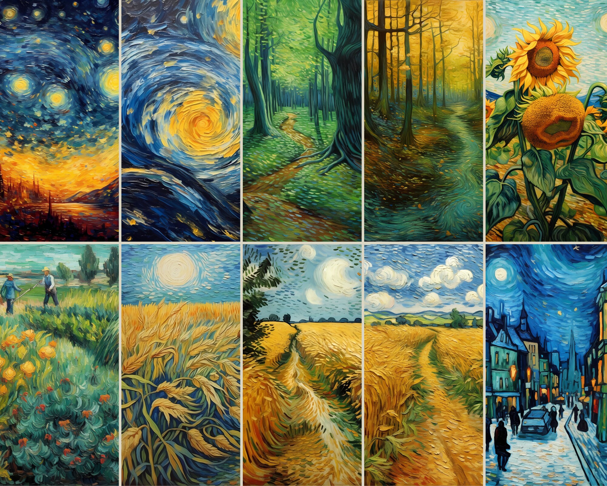 Vincent Van Gogh Digital Paper Bundle, 50 Digital Papers, Printable ...