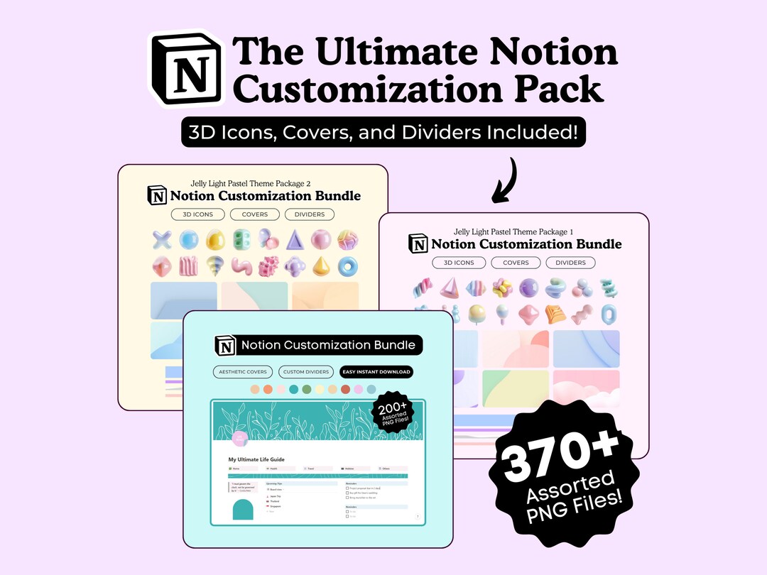 Ultimate Notion Customization Bundle Notion Covers Icons Dividers ...