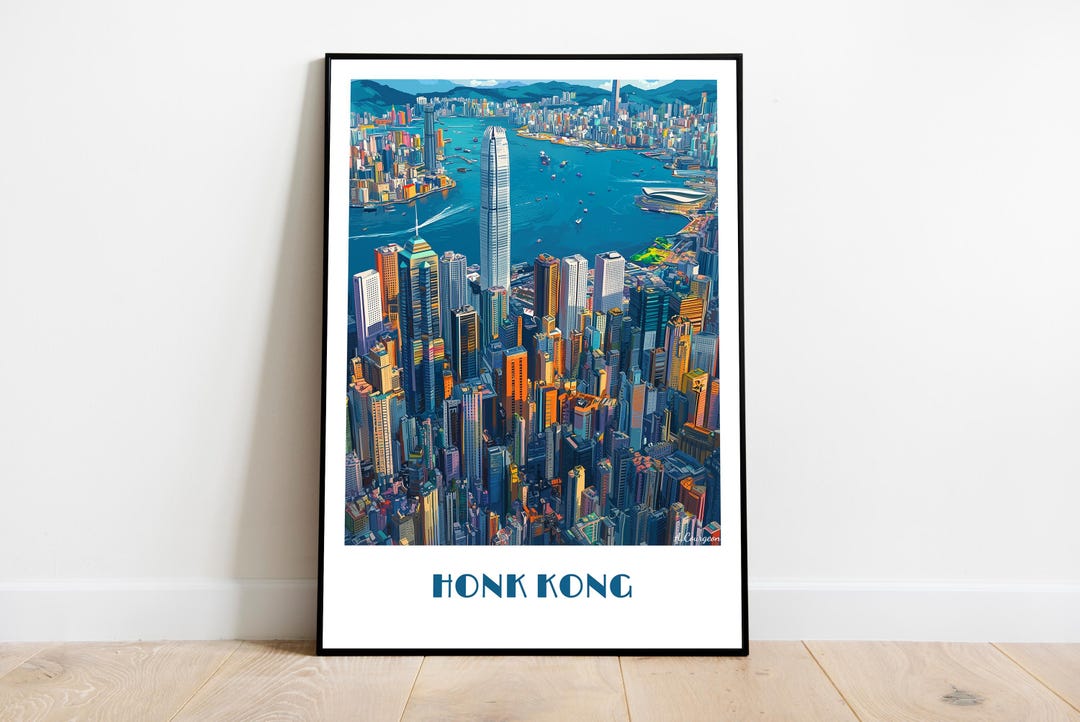 Handmade Poster of HONK KONG in China - Wall Art Modern Travel Poster ...