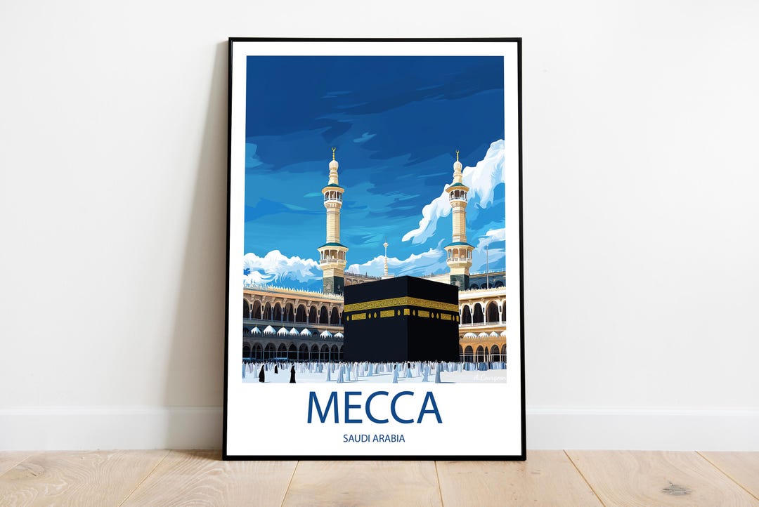 Handmade MECCA SAUDI ARABIA Poster - Wall Art Modern Travel Poster ...