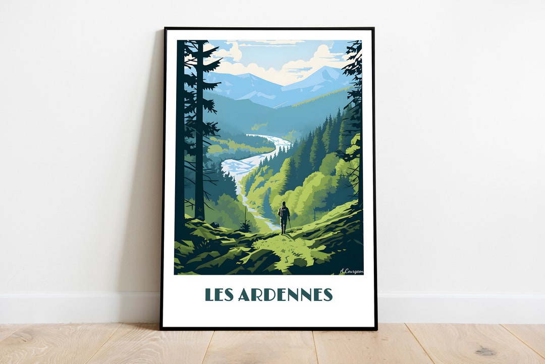 Affiche des ARDENNES fait main wall art, retro travel poster, framed ...