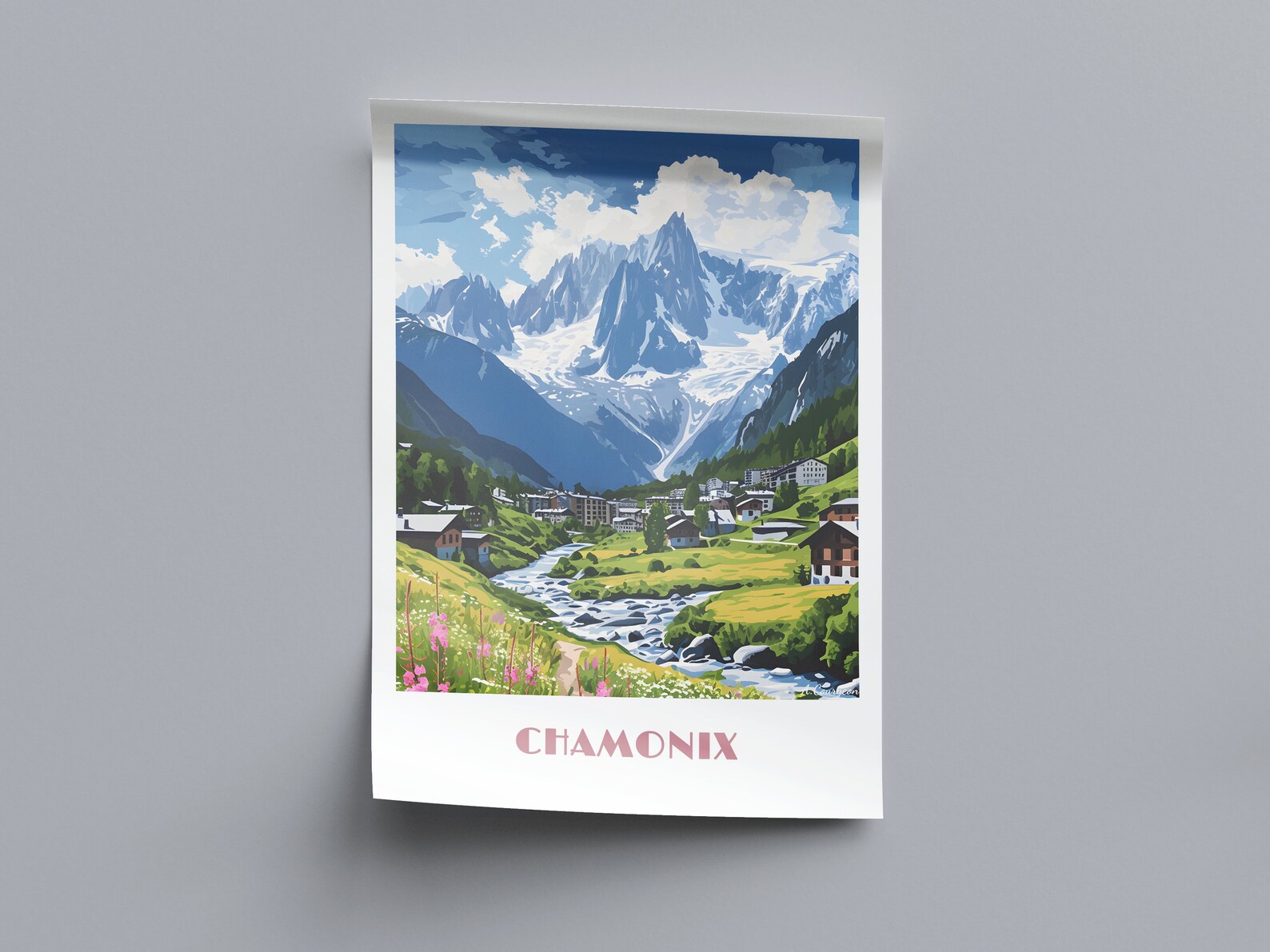 Handmade CHAMONIX Poster - Wall Art Modern Travel Poster Framed ...