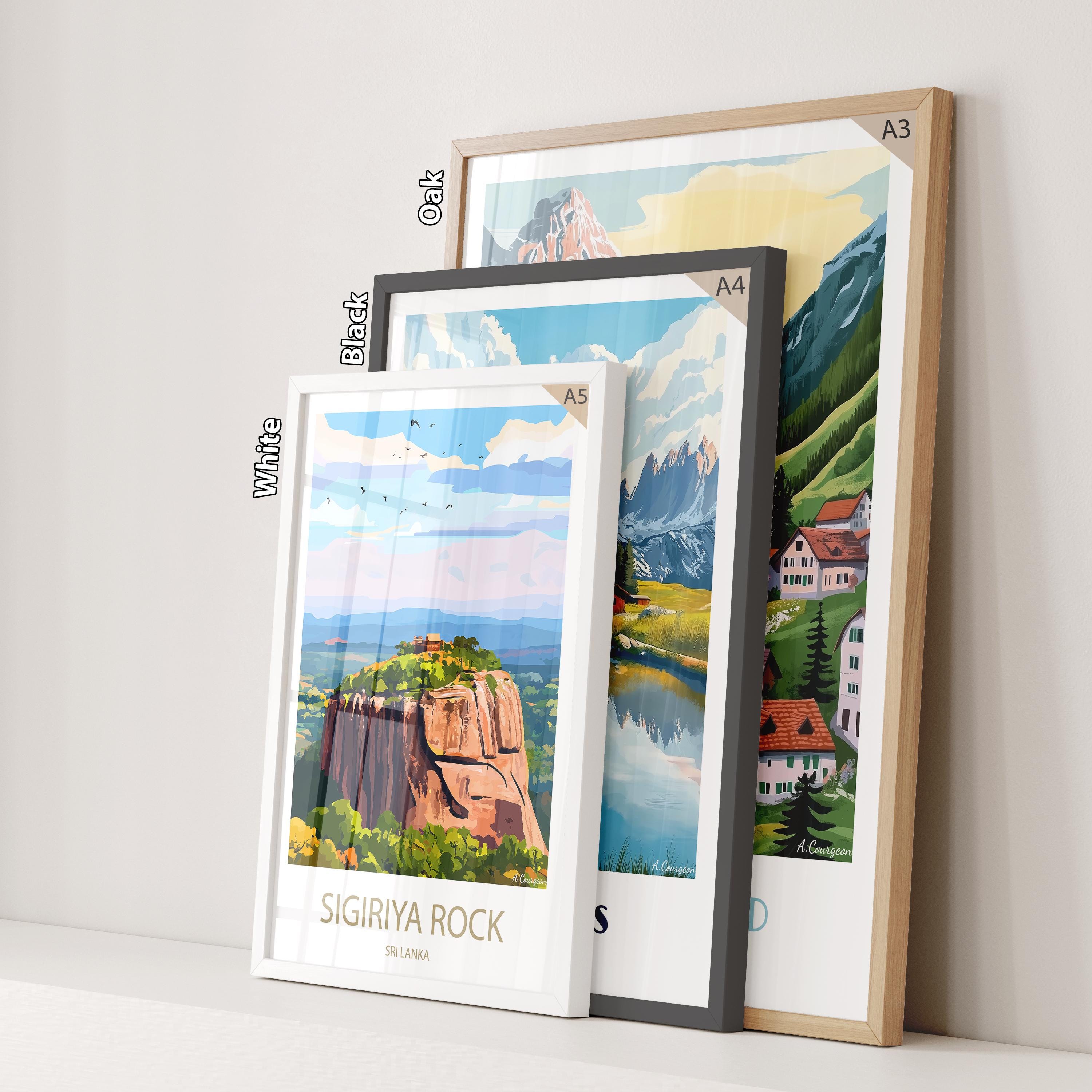 SIGIRIYA ROCK Sri Lanka Handmade Poster - Wall Art Modern Travel Poster ...