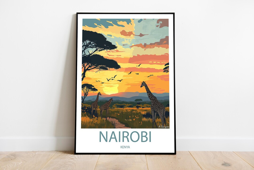 Handmade NAIROBI KENYA Poster - Wall Art Modern Travel Poster Framed ...