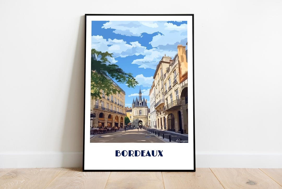 BORDEAUX Poster - Cailhau Gate - Handmade - Wall Art Modern Travel ...