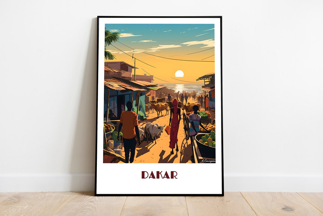 Handmade DAKAR Poster Wall Art Retro Travel Poster Framed Senegal Home ...