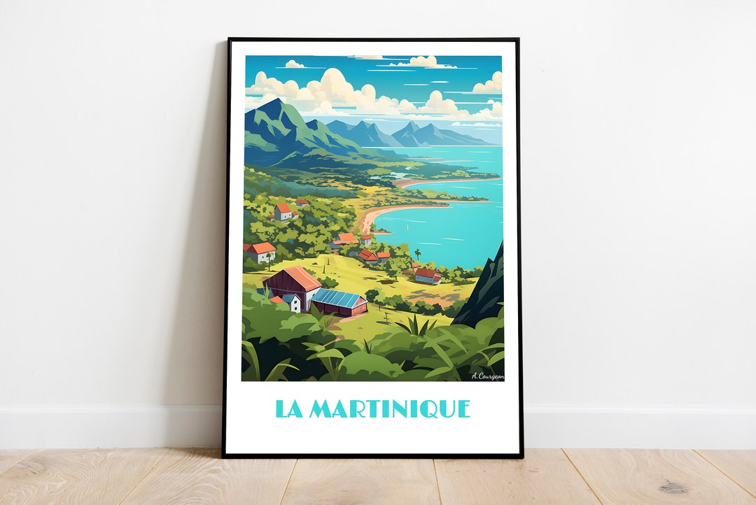 MARTINIQUE Handmade Poster - Wall Art Retro Travel Poster Framed ...