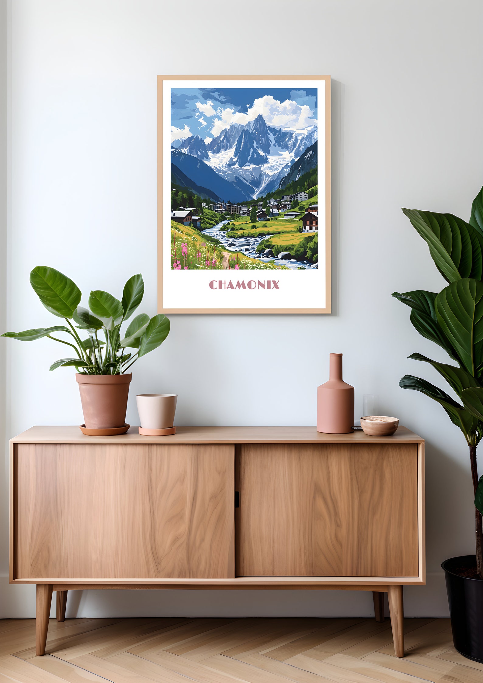 Handmade CHAMONIX Poster - Wall Art Modern Travel Poster Framed ...