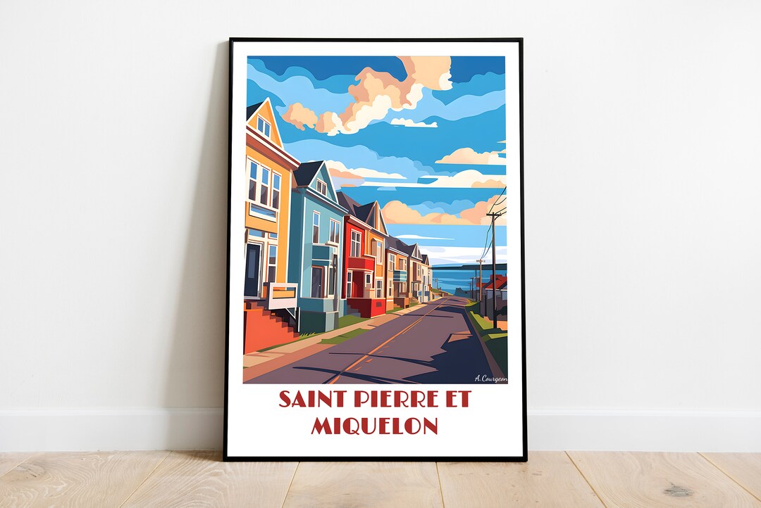 Handmade SAINT PIERRE and MIQUELON Poster wall Art, Retro Travel Poster ...