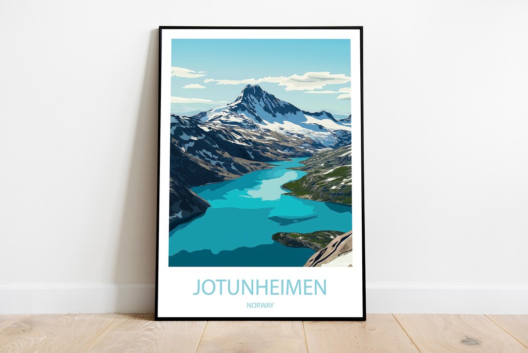 Handmade JOTUNHEIMEN NORWAY Poster - Wall Art Modern Travel Poster ...