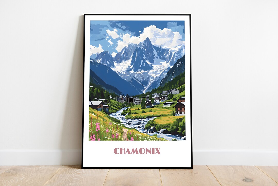 Handmade CHAMONIX Poster - Wall Art Modern Travel Poster Framed ...