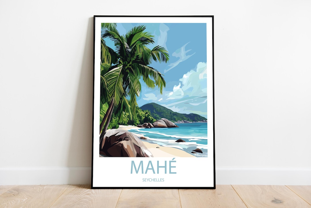 MAHÉ SEYCHELLES Handmade Poster - Wall Art Modern Travel Poster Framed ...