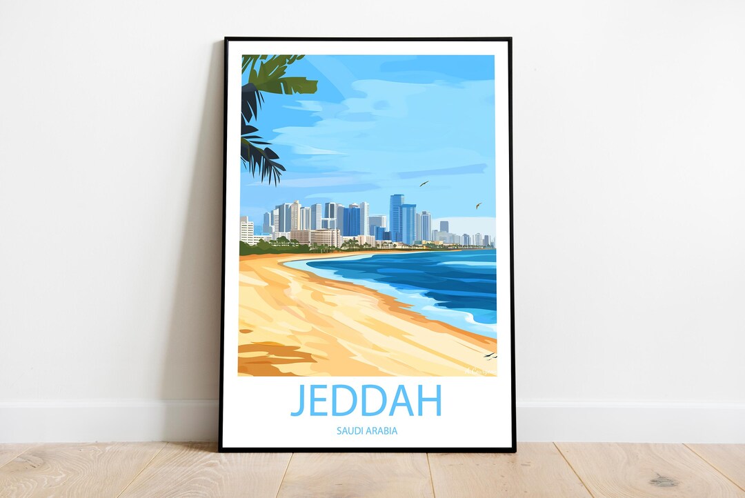 JEDDAH SAUDI ARABIA Handmade Poster - Wall Art Modern Travel Poster ...
