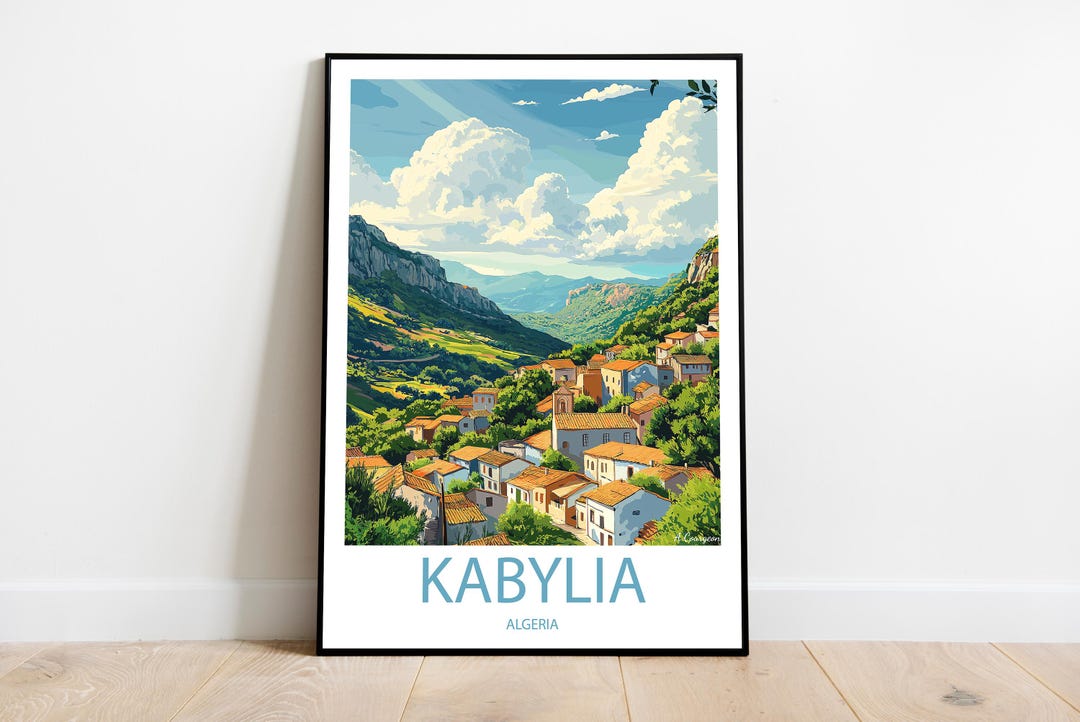 Handmade KABYLIA ALGERIA Poster - Wall Art Modern Travel Poster Framed ...