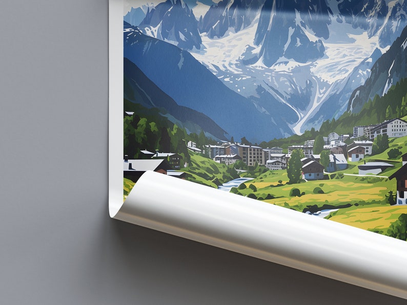 Handmade CHAMONIX Poster - Wall Art Modern Travel Poster Framed ...