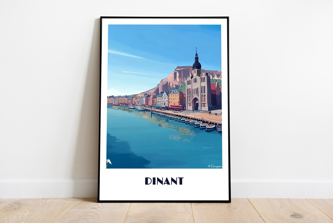 Handmade DINANT Belgium Poster wall Art, Modern Travel Poster, Framed ...
