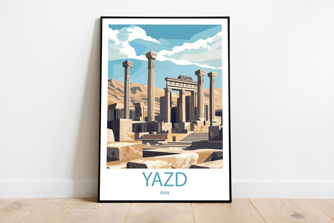Handmade Poster of YAZD IRAN - Wall Art Modern Travel Poster Framed ...