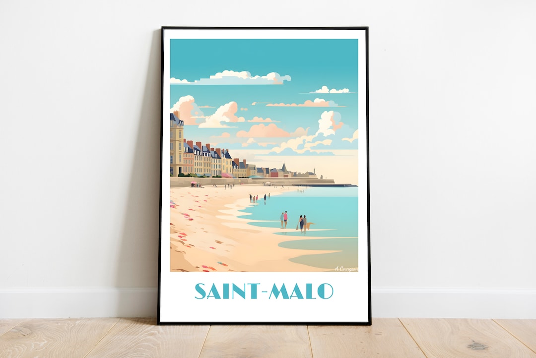 SAINT-MALO Handmade Travel Poster for Vintage Art Lovers (brittany Gift ...