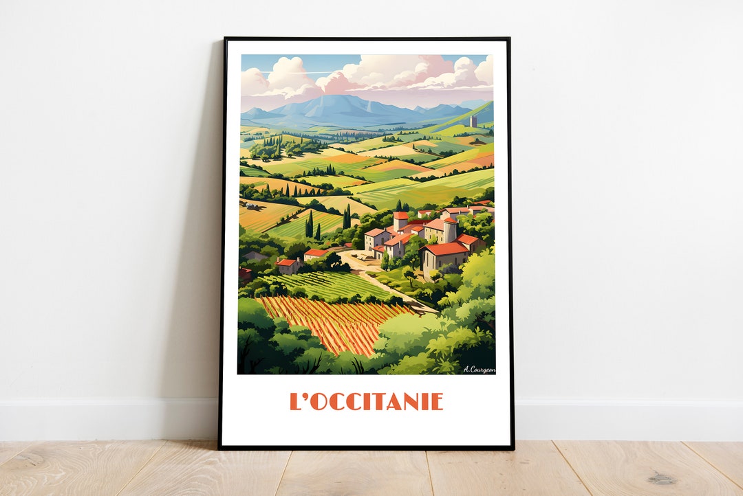 Handmade L'OCCITANIE Poster - Wall Art Retro Travel Poster Framed ...