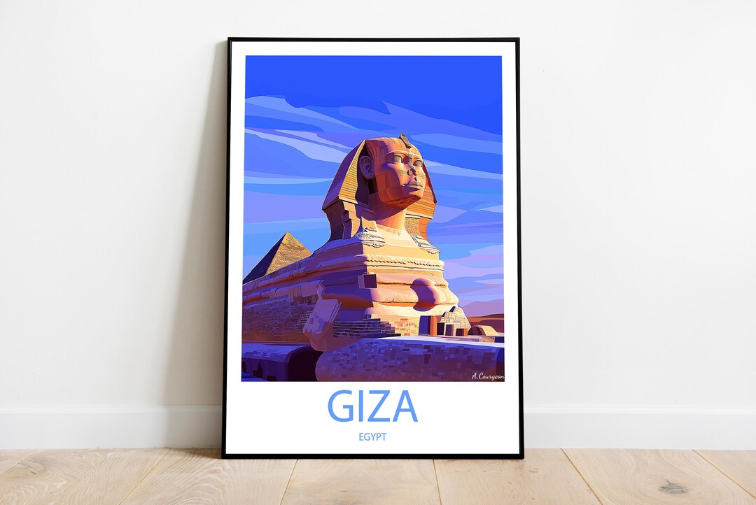 Handmade GIZA EGYPT Poster - Wall Art Modern Travel Poster Framed Birthday Home Made Decor Gift ...