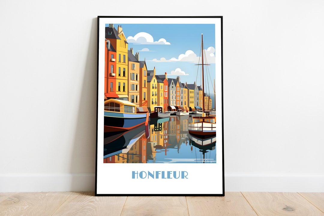 HONFLEUR Handmade Poster - Wall Art Retro Travel Poster Framed Birthday ...