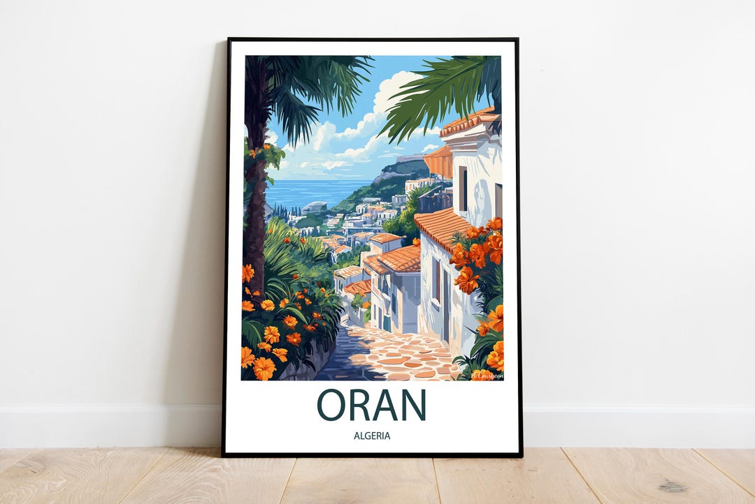 Handmade Poster of ORAN ALGERIA - Wall Art Modern Travel Poster Framed ...