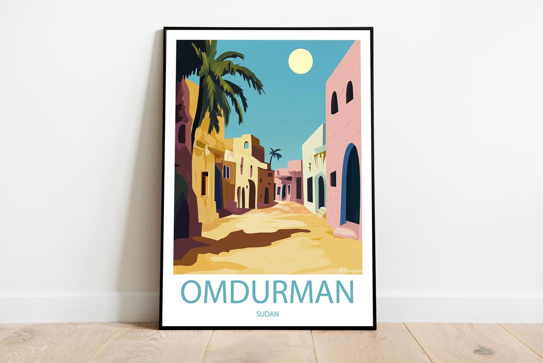 Handmade OMDURMAN SUDAN Poster - Wall Art Modern Travel Poster Framed ...