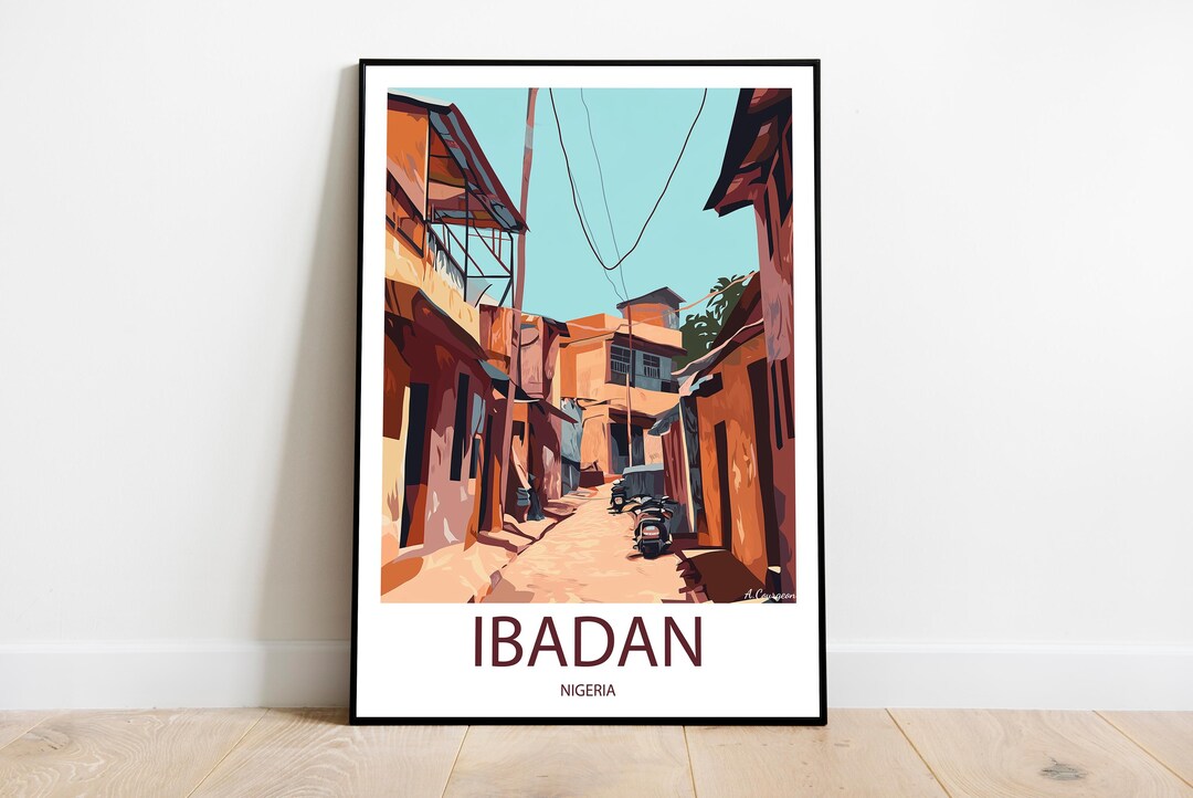 Handmade IBADAN NIGERIA Poster - Wall Art Modern Travel Poster Framed ...