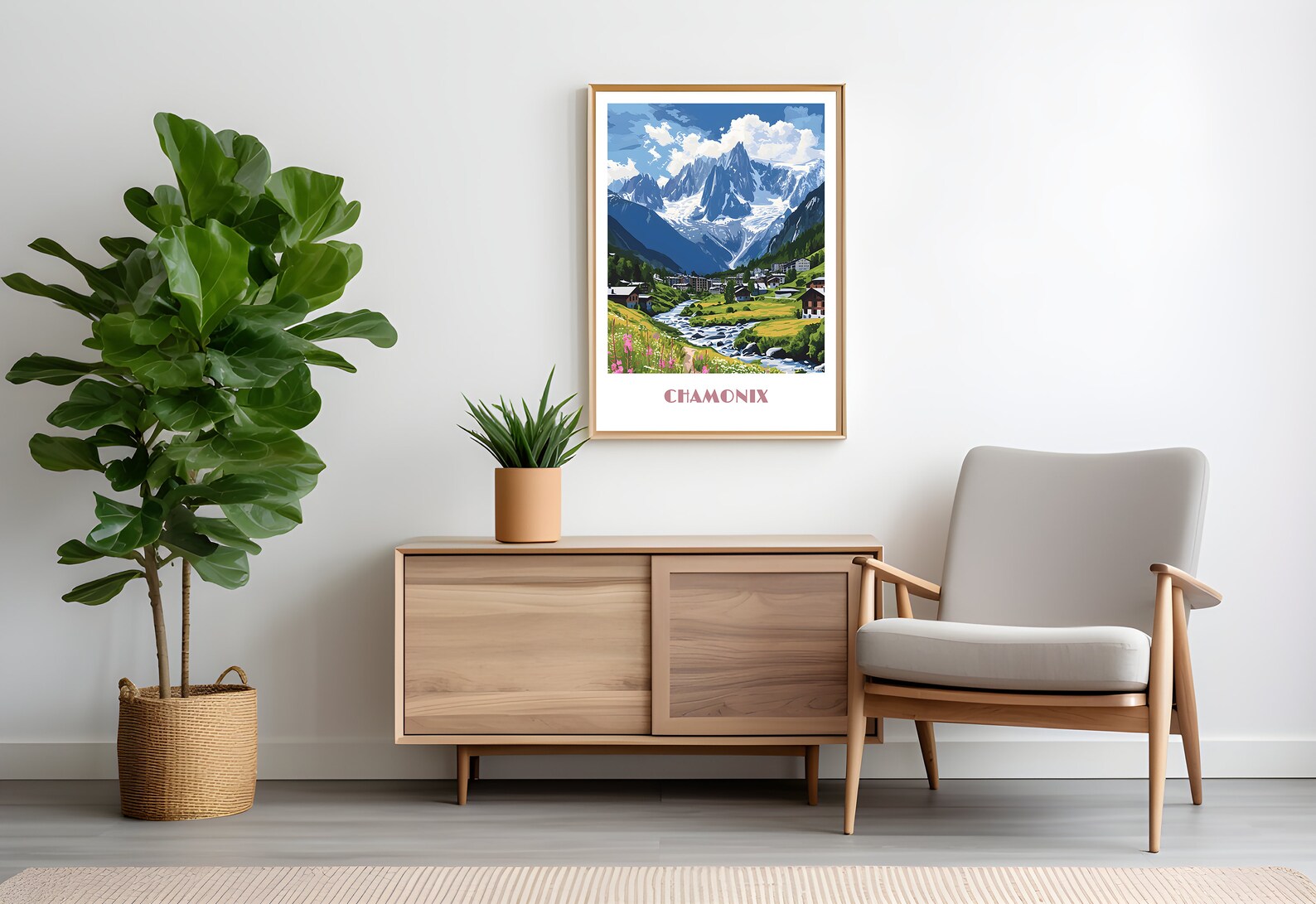 Handmade CHAMONIX Poster - Wall Art Modern Travel Poster Framed ...