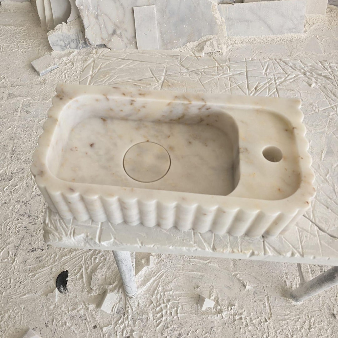 Calacatta Viola Marble Sink Basin: Antique Stone Powder Room Washbasin ...