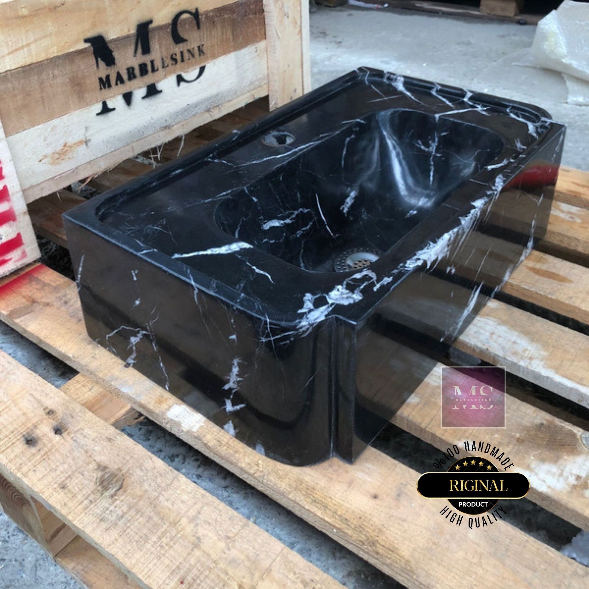 Nero Marquina Marble Rectangular Sink Above Counter Sink Desktop Sink ...