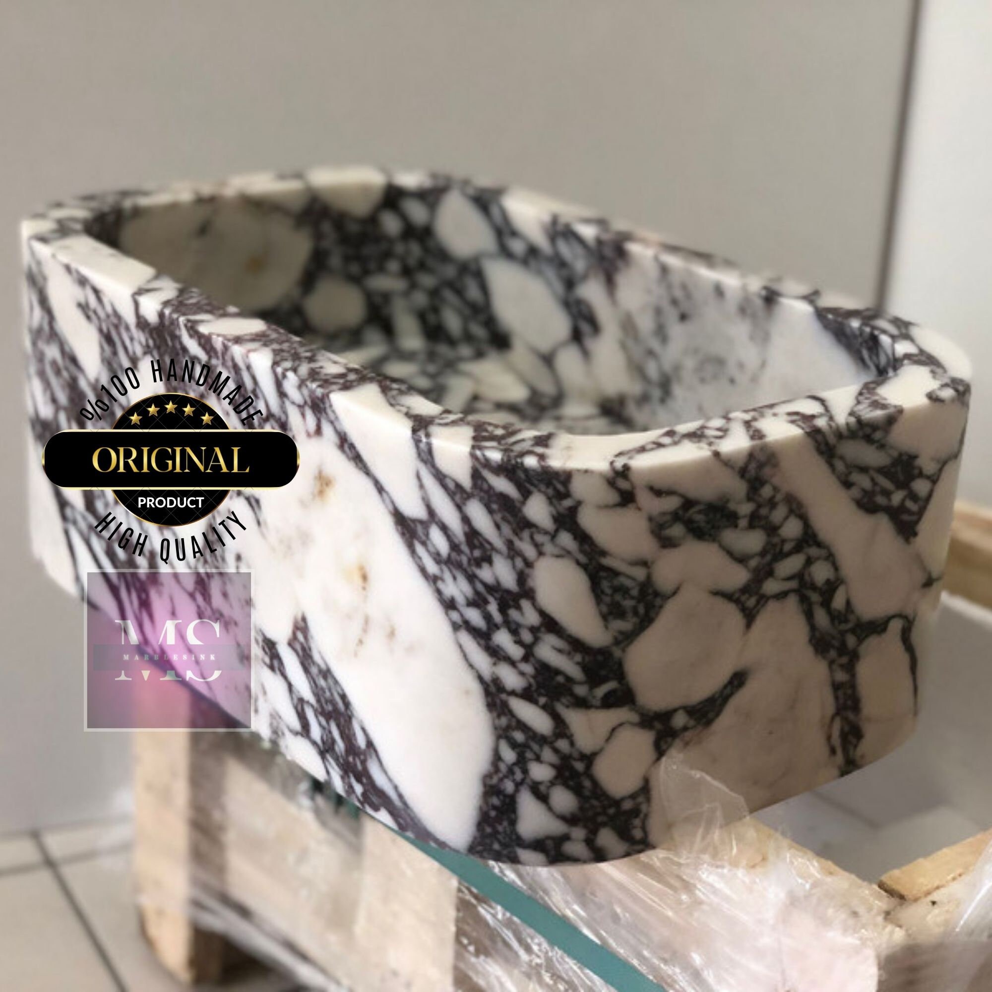Calacatta Viola Marble Sink Custom Made Sink Powder Room - Etsy