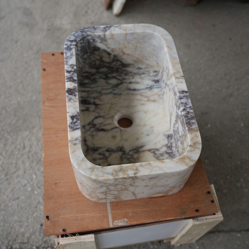 Calacatta Gold Marble Sink Wall Mount Marble Sink Marble Bathroom Sink ...