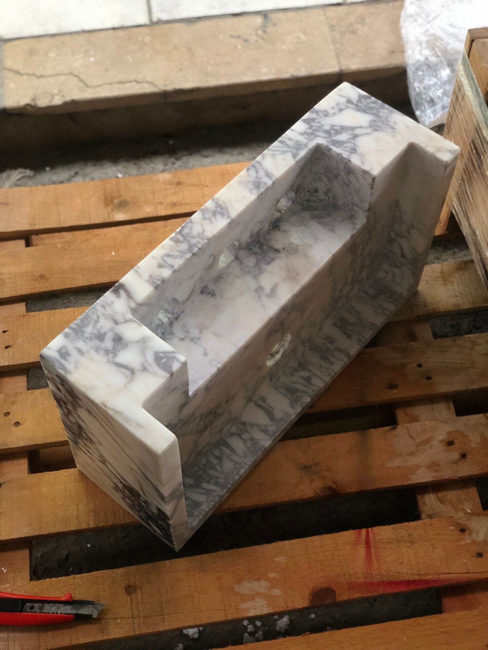 Calacatta Viola Marble Sink Floating Sink With Backsplash - Etsy