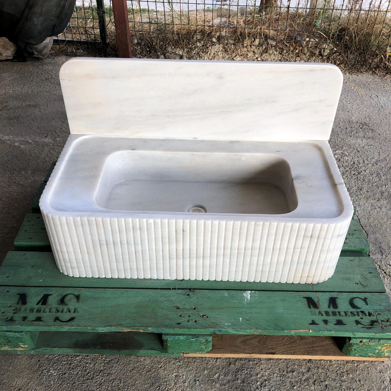Carrara Marble Sink, Floating Sink With Backsplash, Marble Sink Vanity ...