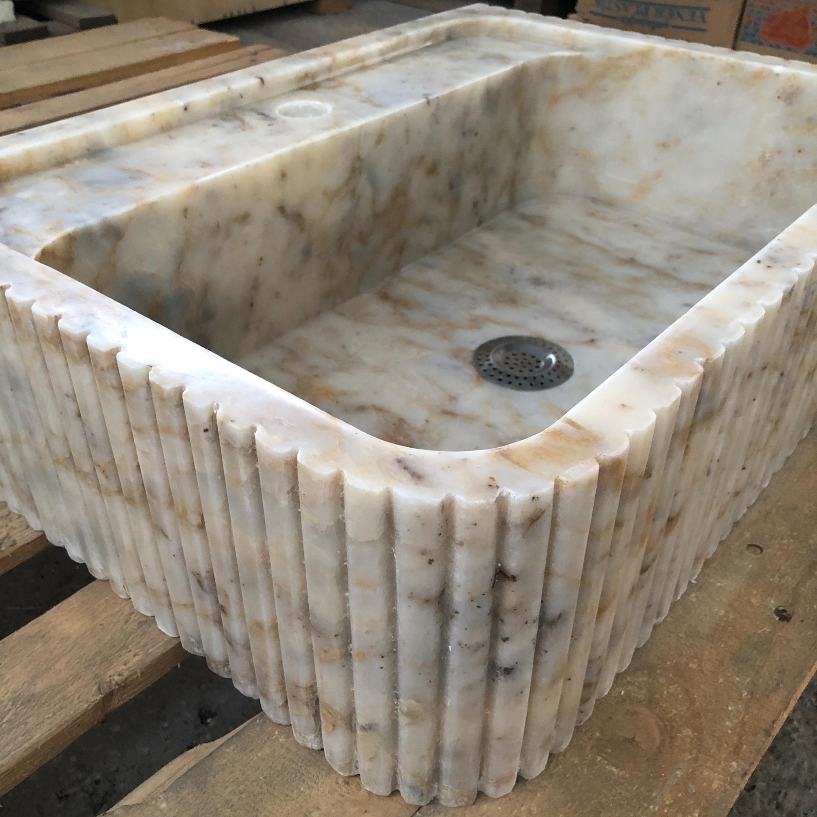 Calacatta Viola Marble Fluted Sink: Wall Mount Bathroom Vanity - Etsy