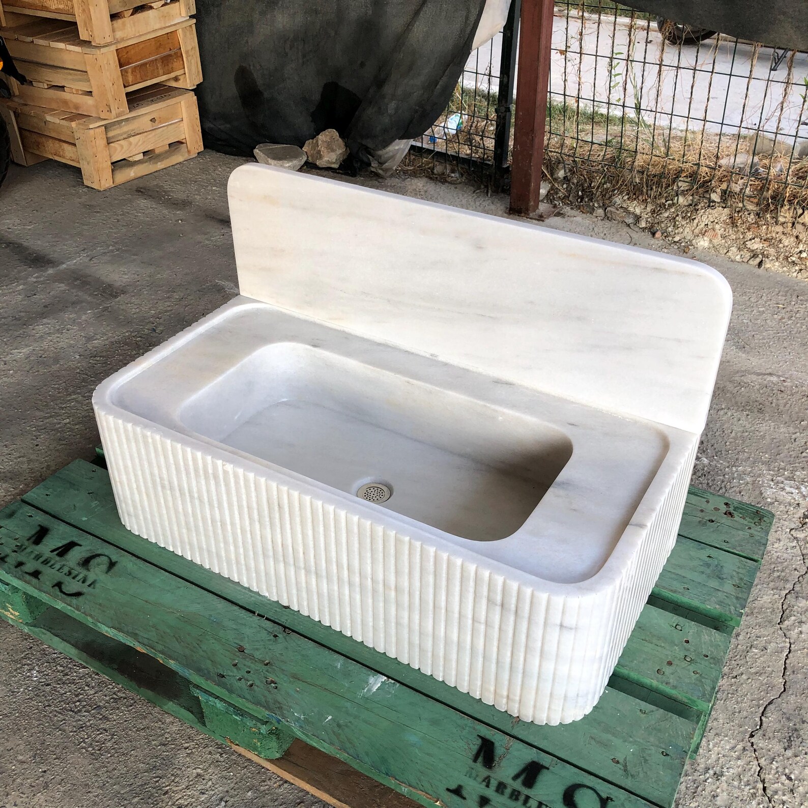 Carrara Marble Sink, Floating Sink With Backsplash, Marble Sink Vanity ...
