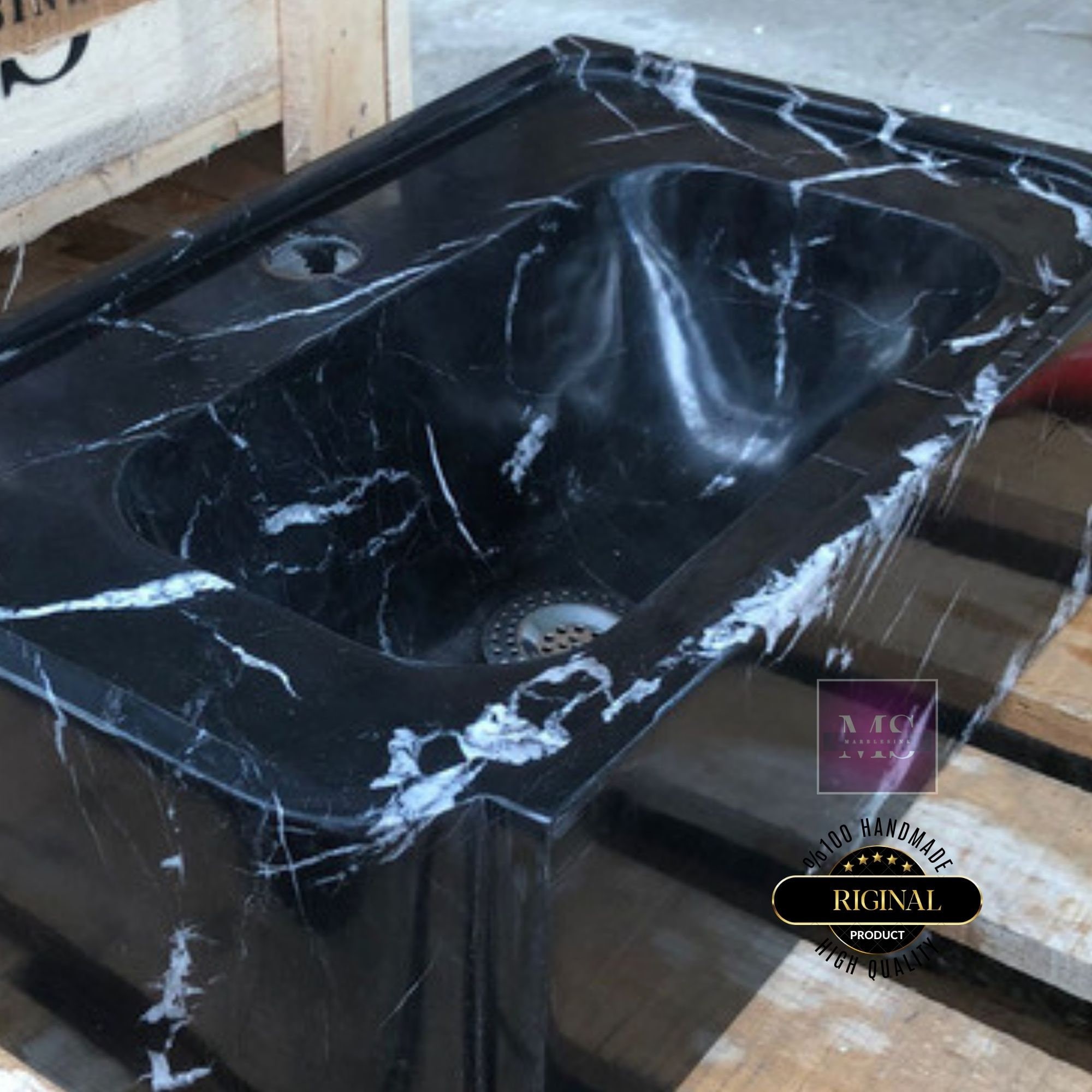 Nero Marquina Marble Rectangular Sink Above Counter Sink Desktop Sink ...