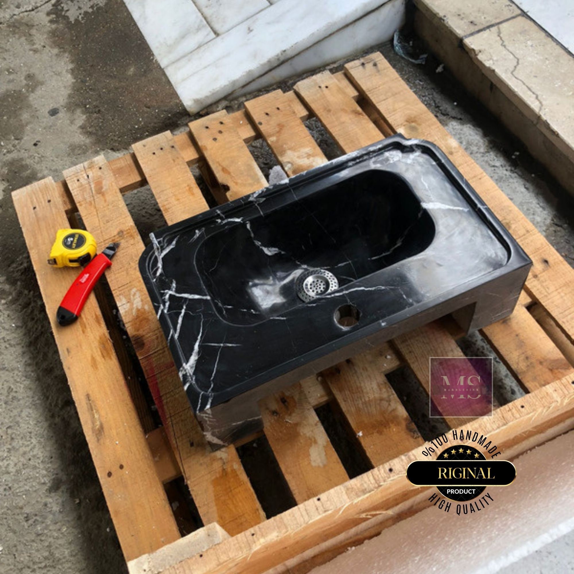 Nero Marquina Marble Rectangular Sink Above Counter Sink Desktop Sink ...