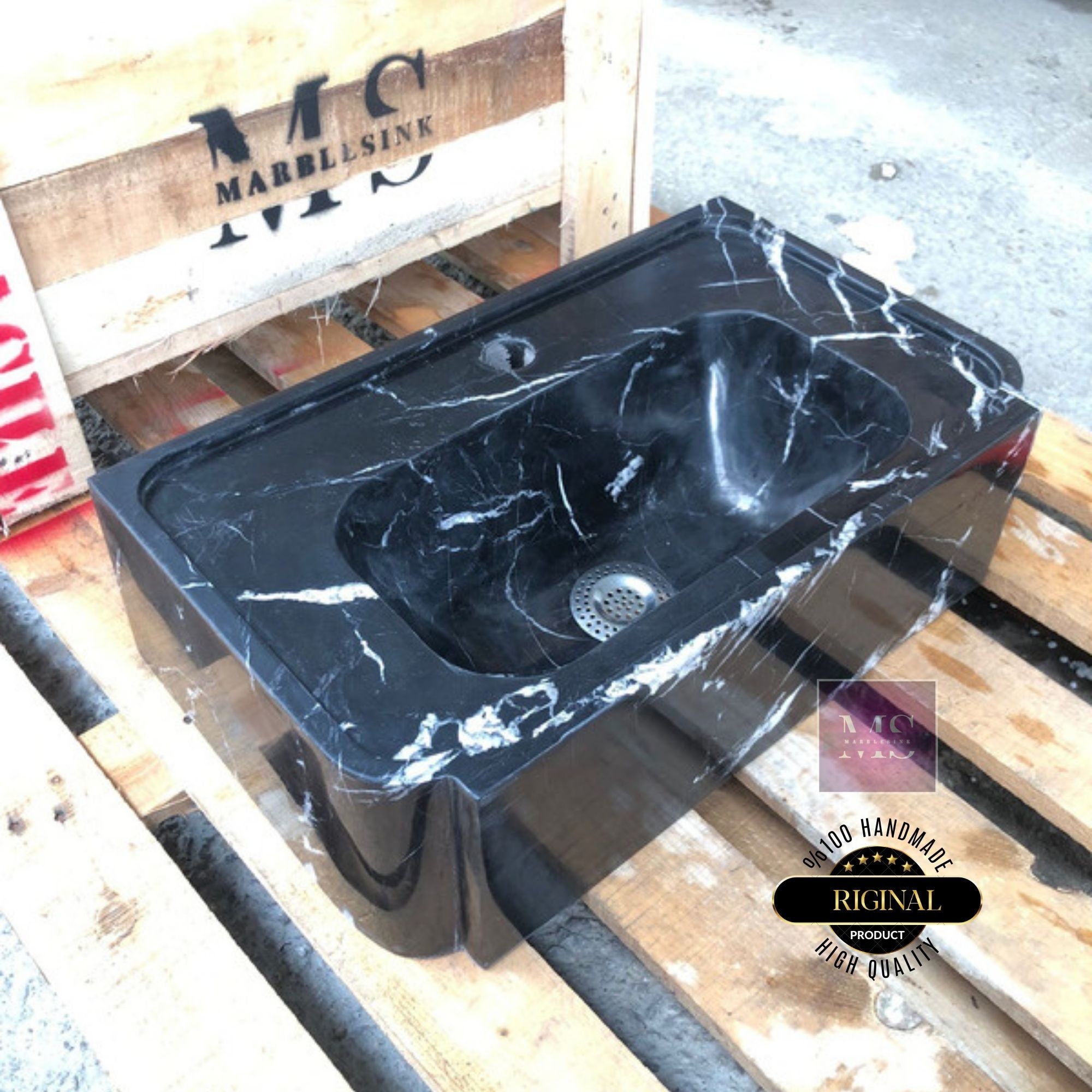 Nero Marquina Marble Rectangular Sink Above Counter Sink Desktop Sink ...