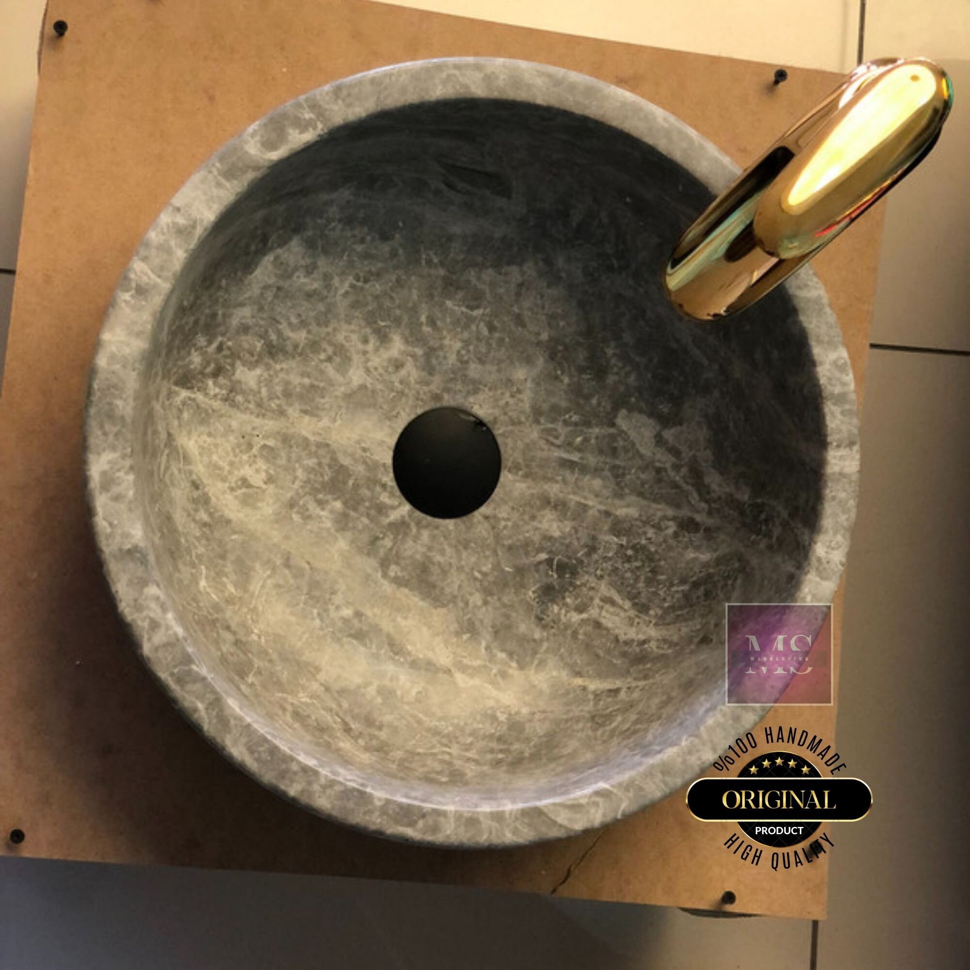 Chiseled Calacatta Bathroom Vessel Sink Oval Shape Stone Hand Carved ...