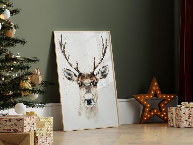 Watercolor Reindeer, Christmas Reindeer Art, Christmas Wall Art ...