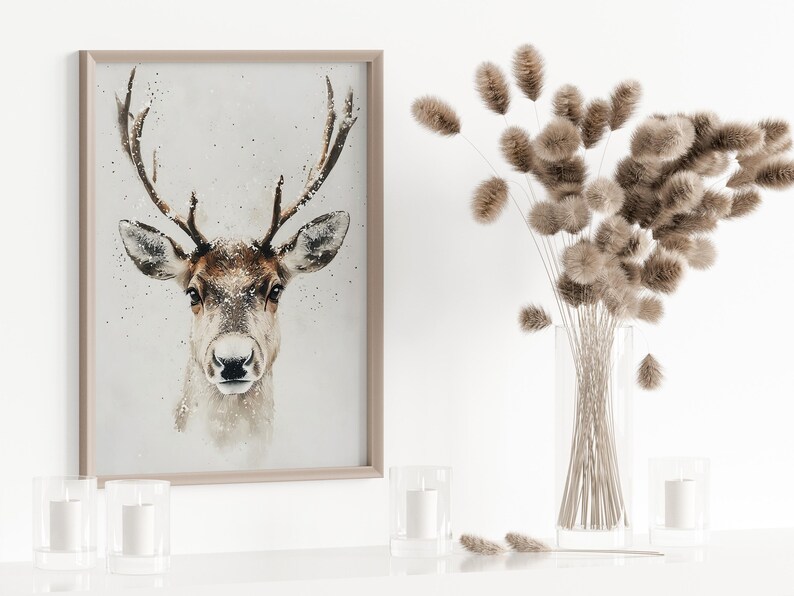 Watercolor Reindeer, Christmas Reindeer Art, Christmas Wall Art ...