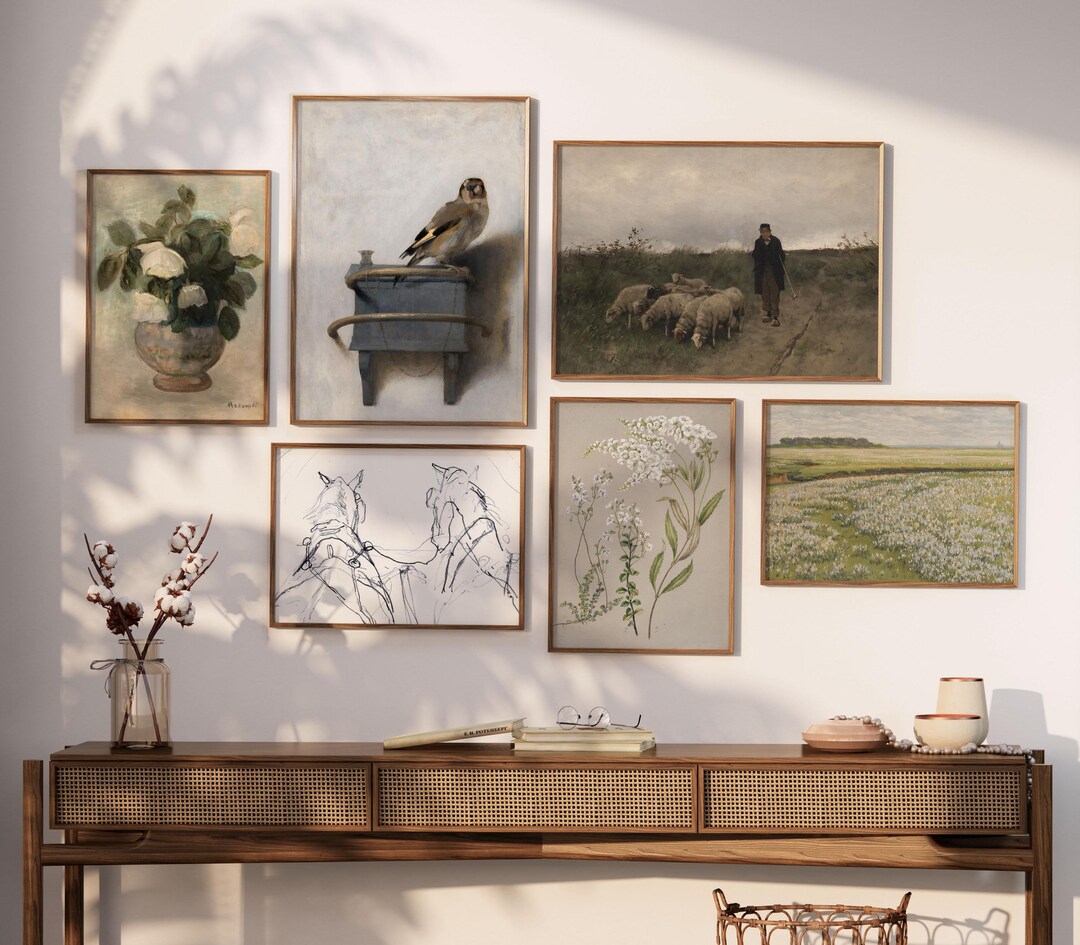 Printable Vintage Gallery Wall Art Prints Set of 6, Antique Art Bundle ...