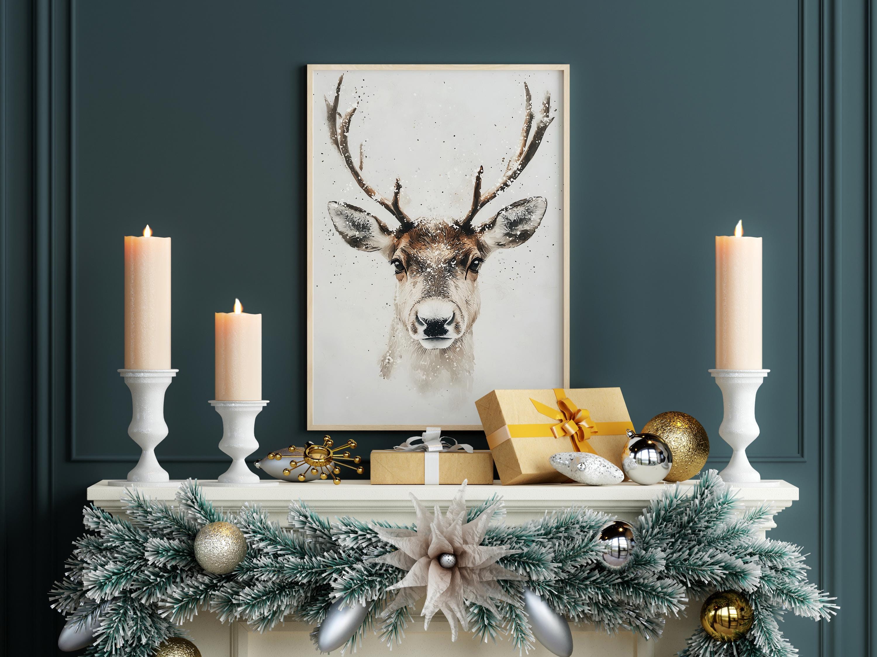 Watercolor Reindeer, Christmas Reindeer Art, Christmas Wall Art ...