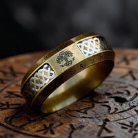 Viking Elder Futhark Runes Ring - Silver Norse Band, Viking Wedding ...