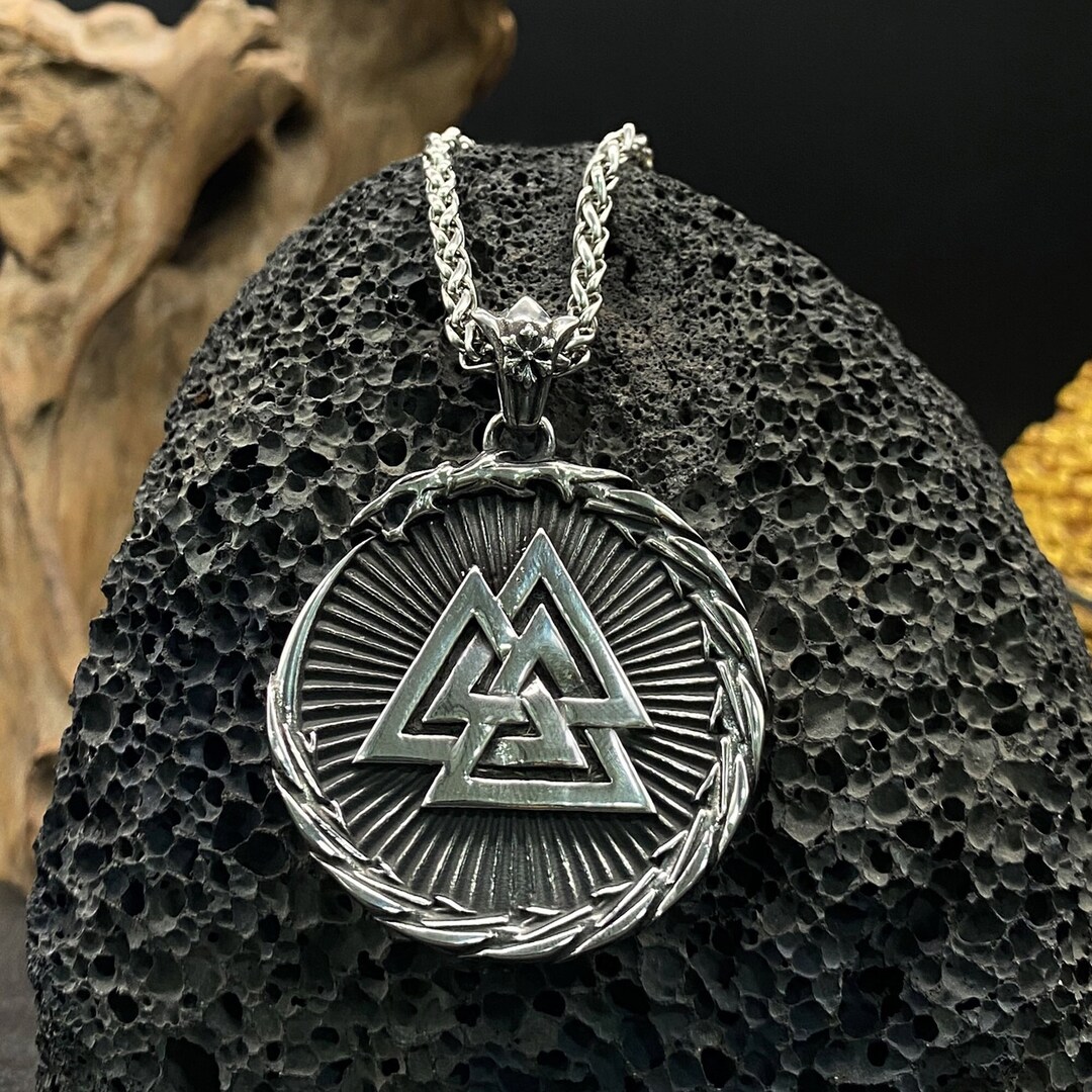 Viking Valknut Pendant: Stainless Steel Compass Wolf Jewelry - Etsy