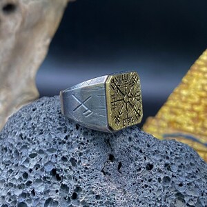 925 Silver Viking Celtic Ornament Silver Ring Vegvisir Symbol Band ...