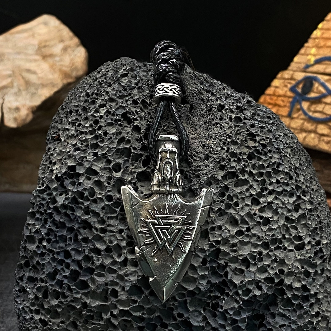 Nordic Viking Valknut Arrow Pendant Silver Stainless Steel Vegvisir ...