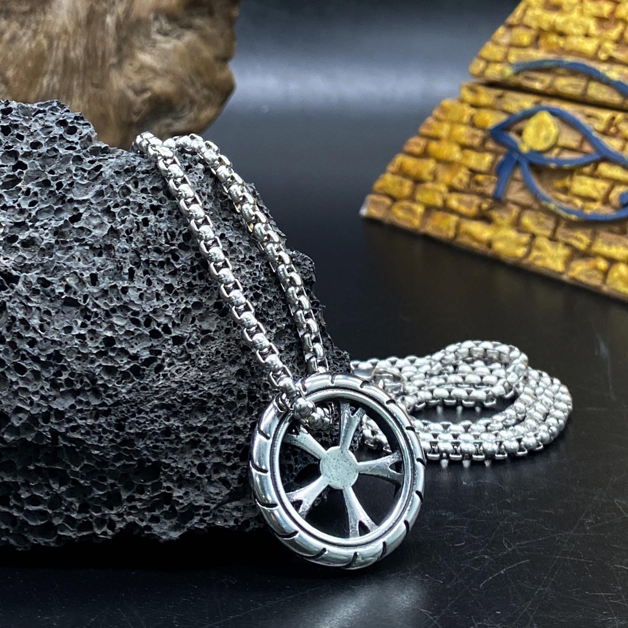 Stainless Steel Tire Pendant Necklace: Hip Hop Bike Wheel Jewelry - Etsy
